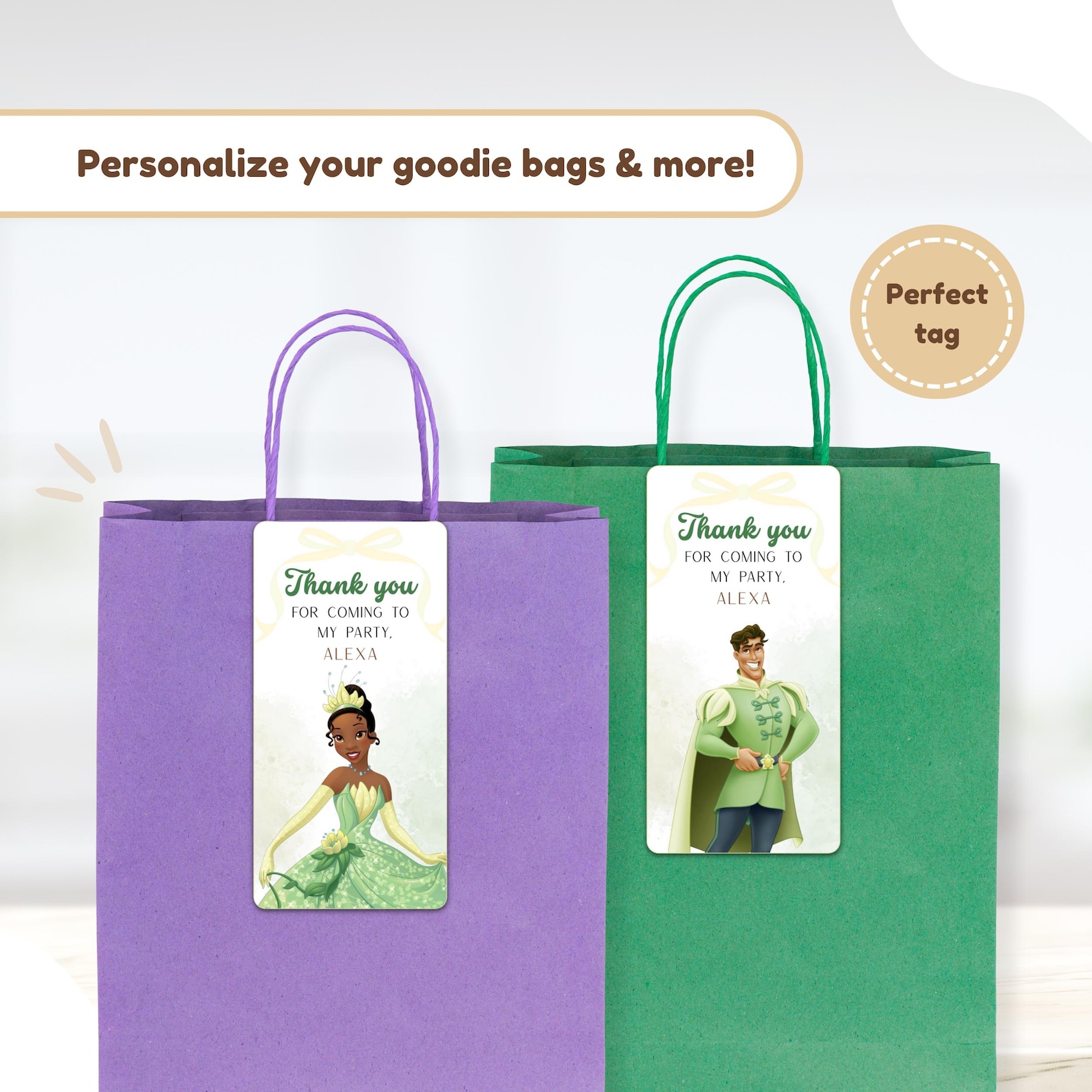 Princess Tiana Thank You Gift Tags: Editable Birthday Party Favors ...