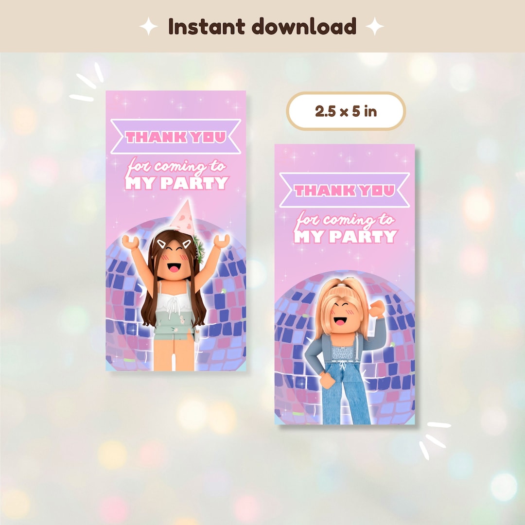 Thank You Tags Inspired Roblox Party Favor, Birthday Party Favor Tags ...
