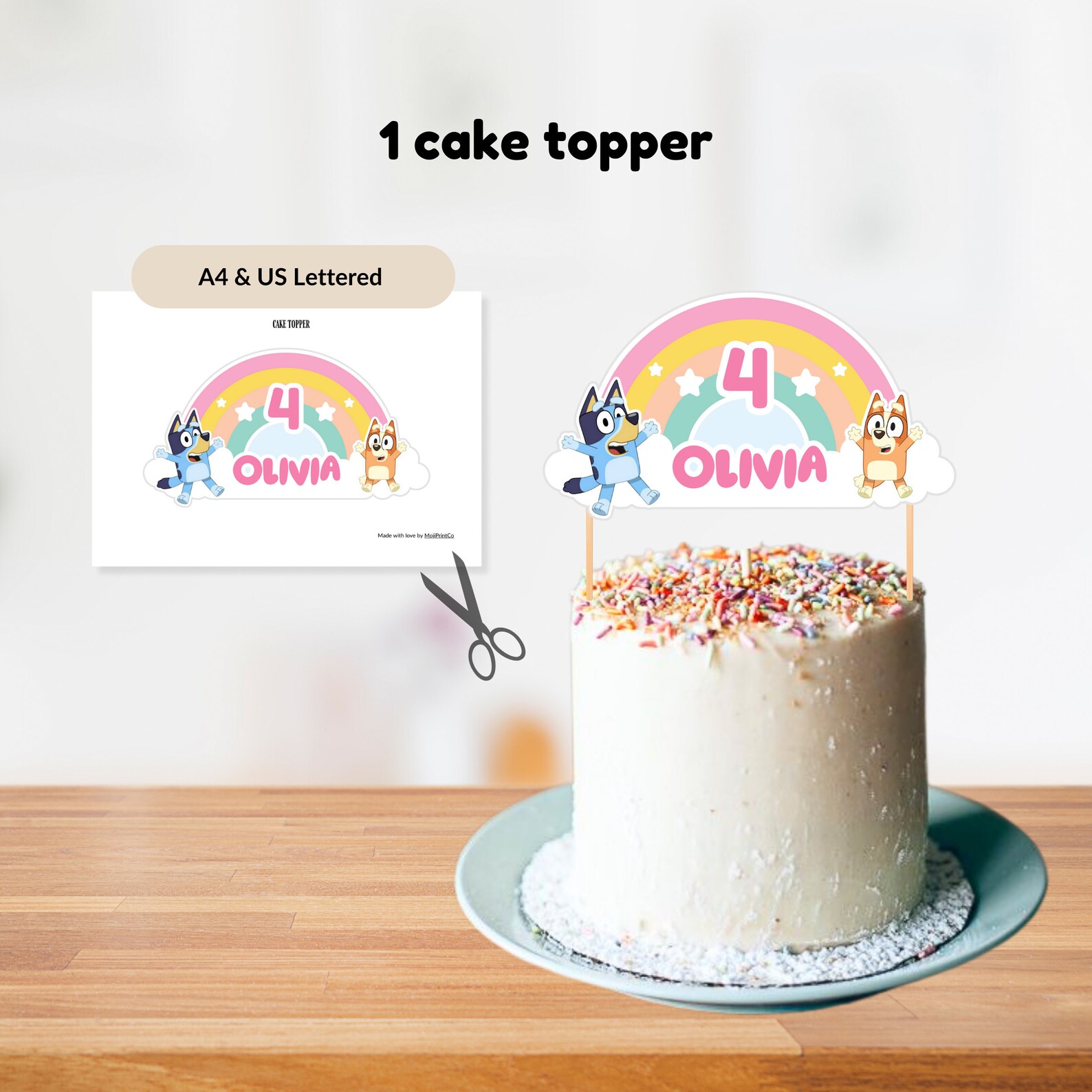 Custom Bluey Cake and Cupcake Toppers Printable, Birthday for Girl - Etsy