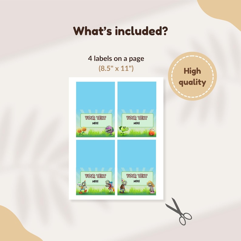 Editable Plants Vs Zombies Food Labels, Table Name Card, Zombies Place ...
