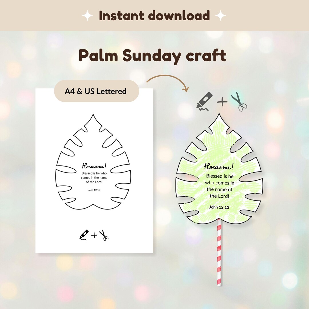 Palm Sunday Craft for Kids Holy Week Activity, Palm Sunday Coloring ...