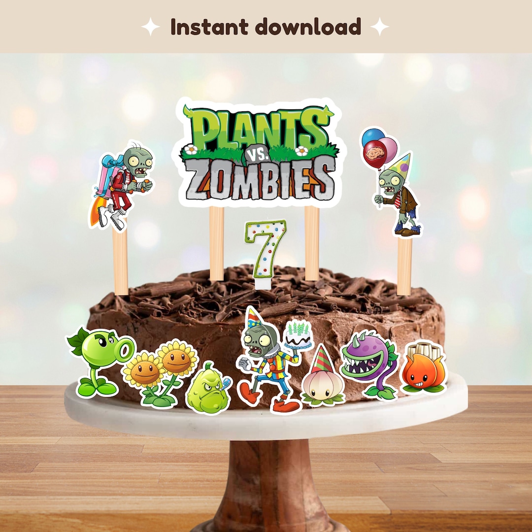 Plants Vs Zombies Birthday Cake Toppers: Printable Party Decorations ...