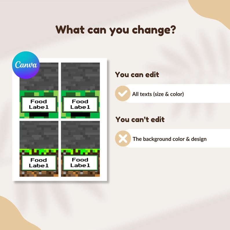 Minecrafter Food Labels: Printable Tent Cards for Party Table (instant ...