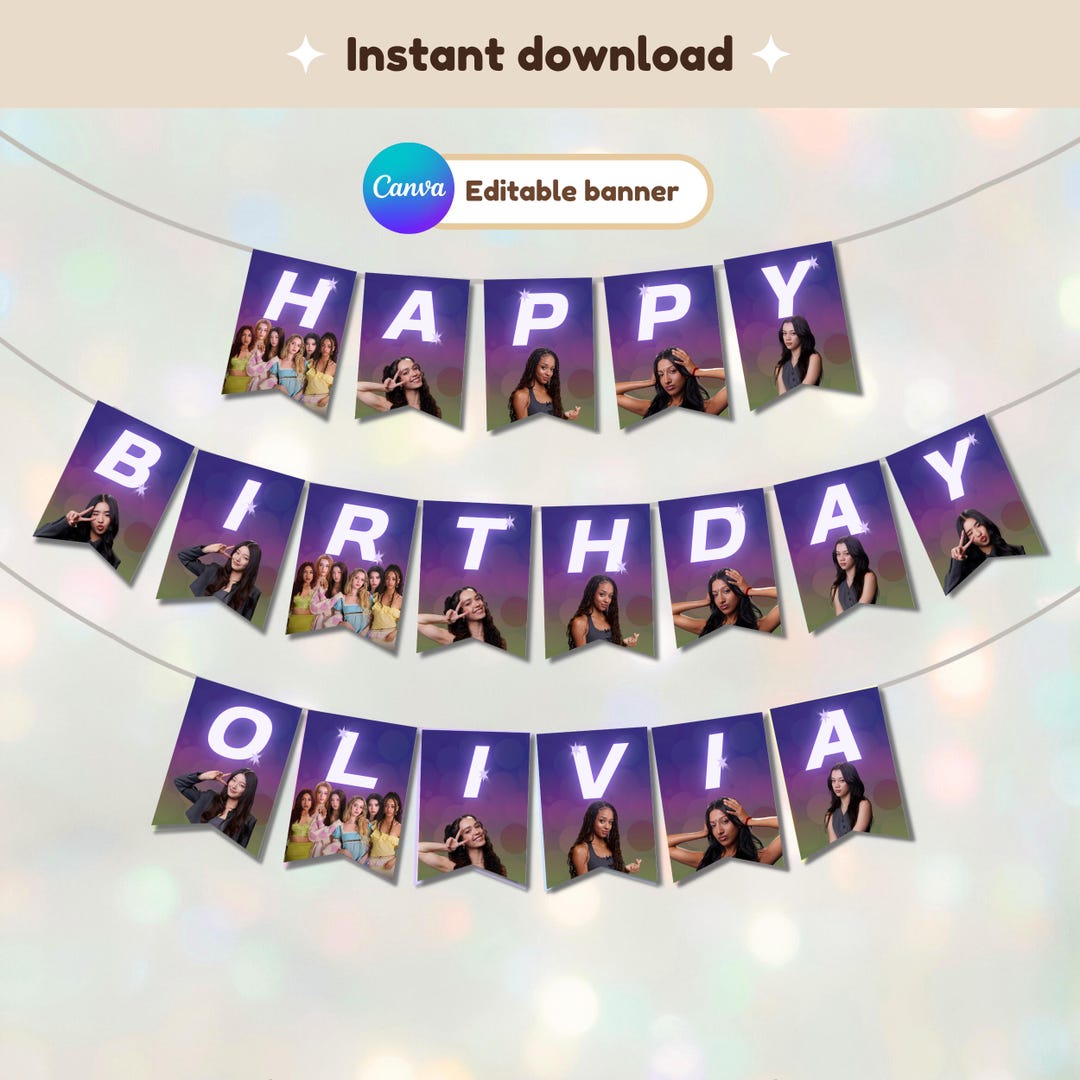 KATSEYE Birthday Banner, Kpop Party Decor, Editable Canva Template ...