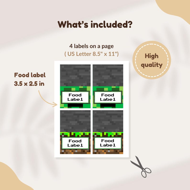 Minecrafter Food Labels: Printable Tent Cards for Party Table (instant ...