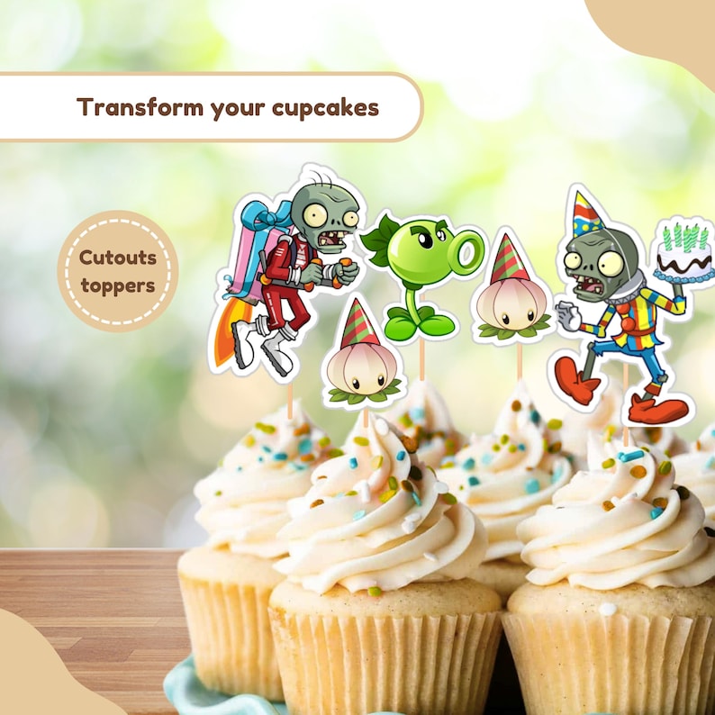 Plants Vs Zombies Birthday Cake Toppers: Printable Party Decorations ...