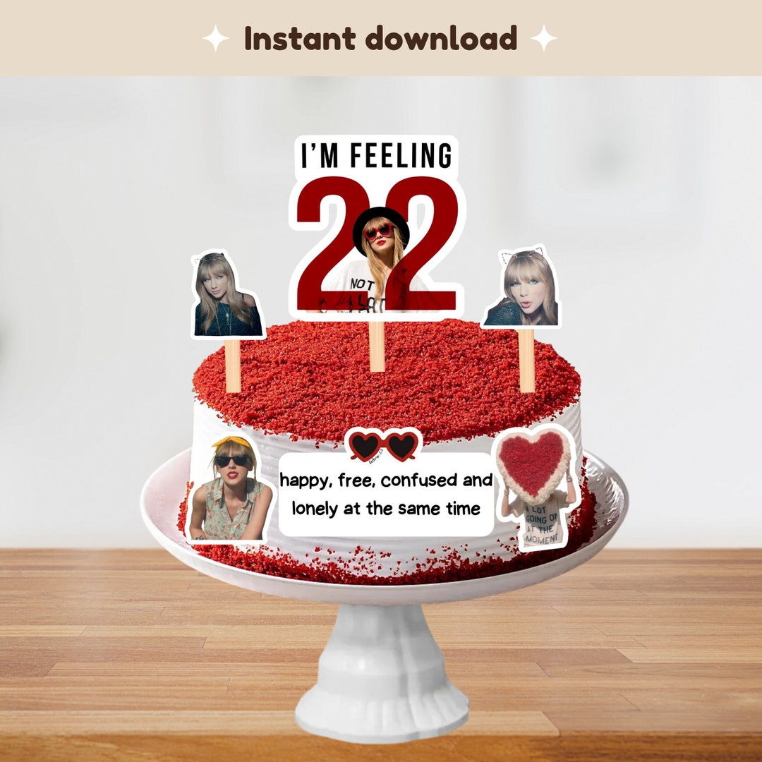Taylor Swift 22 Cake Toppers Stickers, Swiftie Feeling 22 Birthday ...