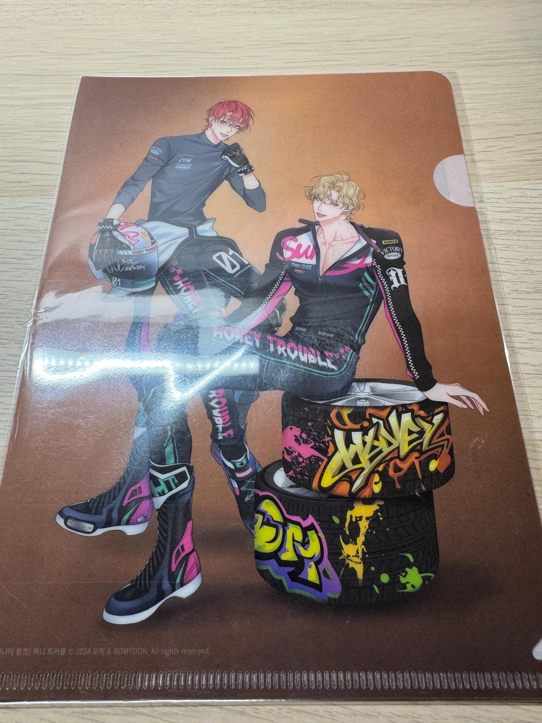 Korean Manhwa Racing to Another Pink File Folder + Couple Postcard ...