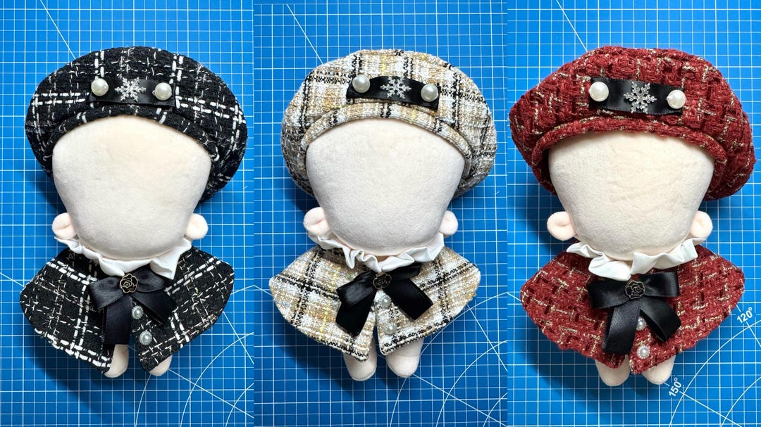 20cm - 25cm Cotton Doll Plush Toy Clothes Black Yellow Red Tweed Cape ...