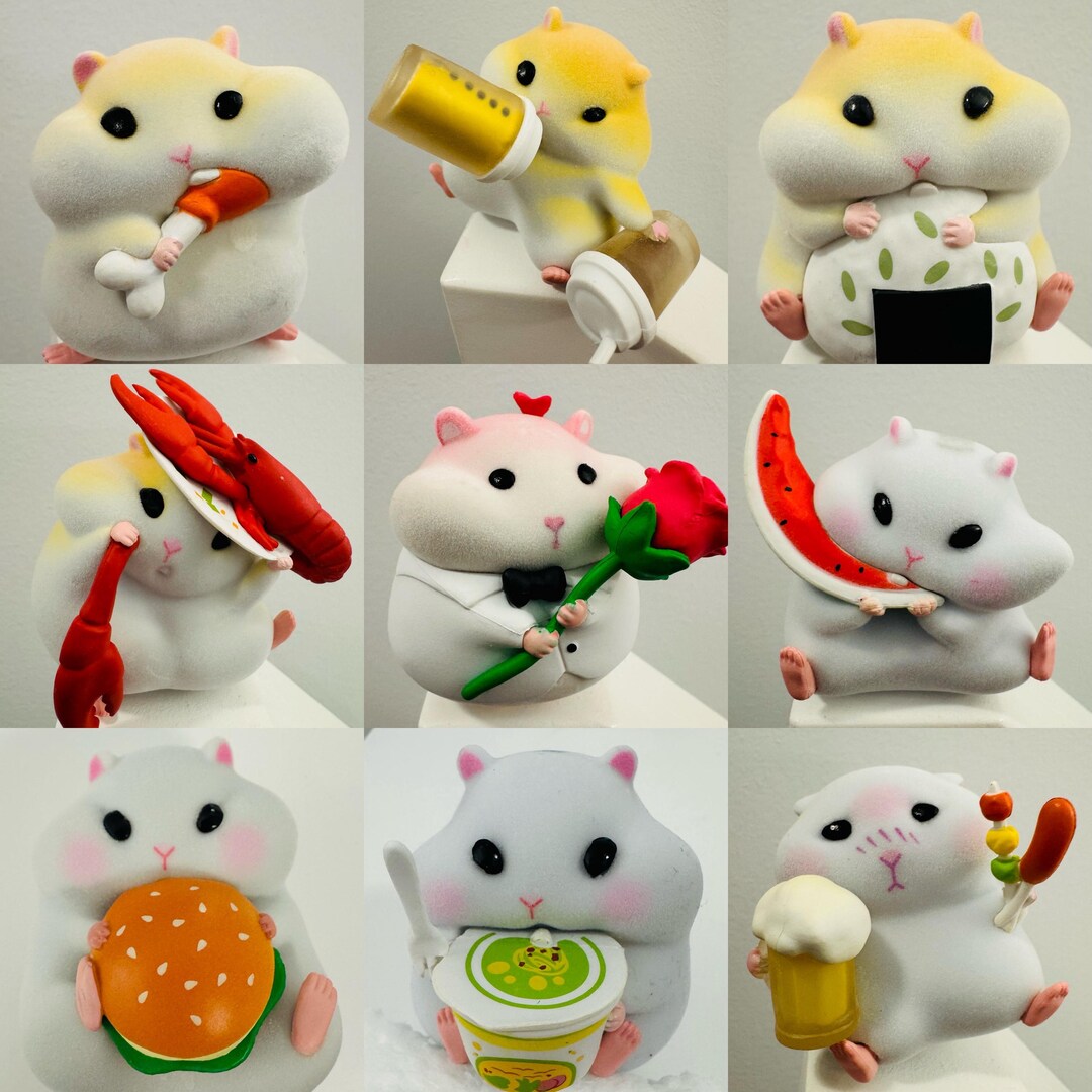 Flock Coating Hamster Mini Figures (5cm-6cm) With Display Bag ( 10cm ...