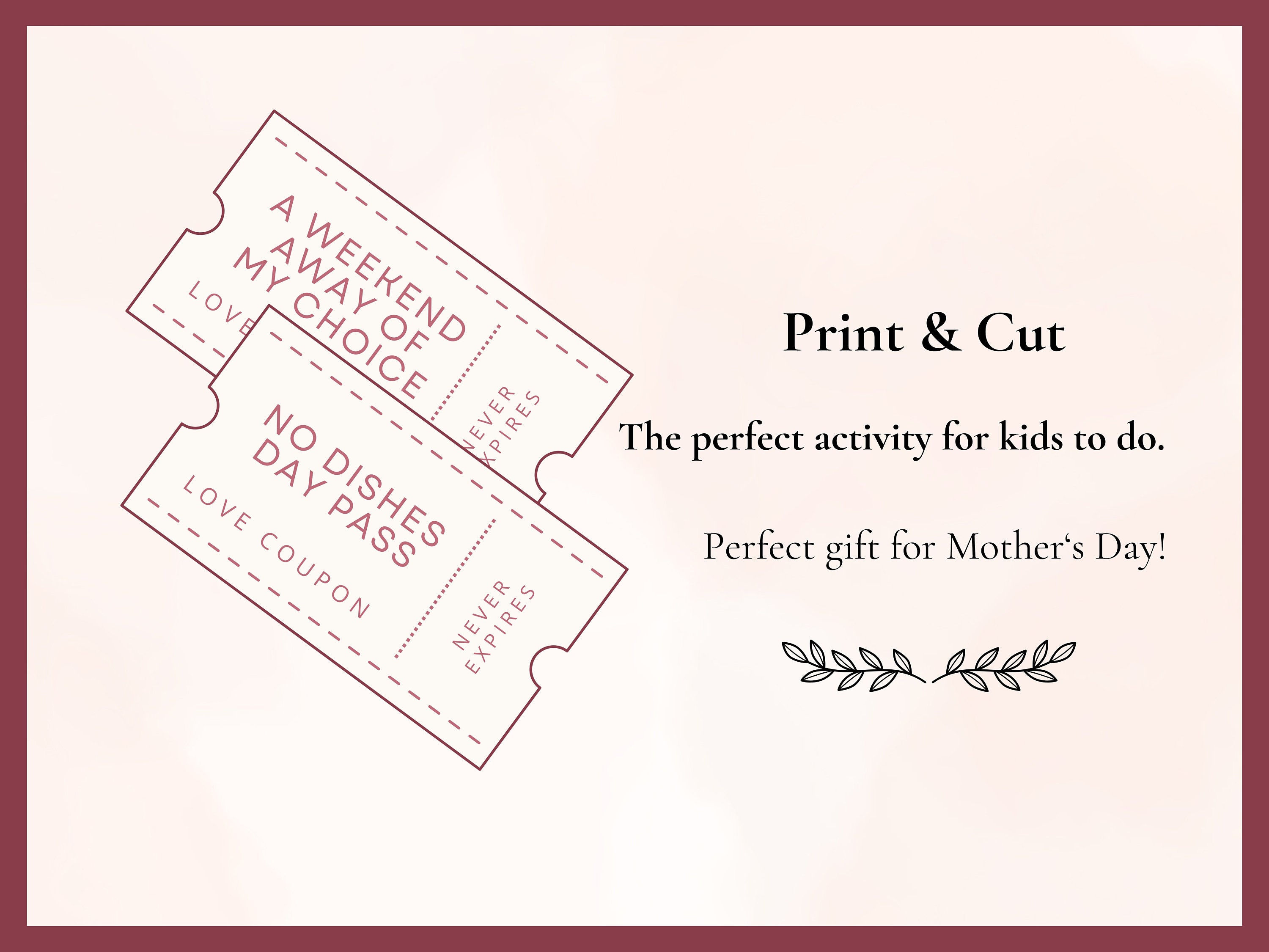 Printable Love Coupons Bundle Pink 20 Coupons Mother's Day Gift for Mom ...