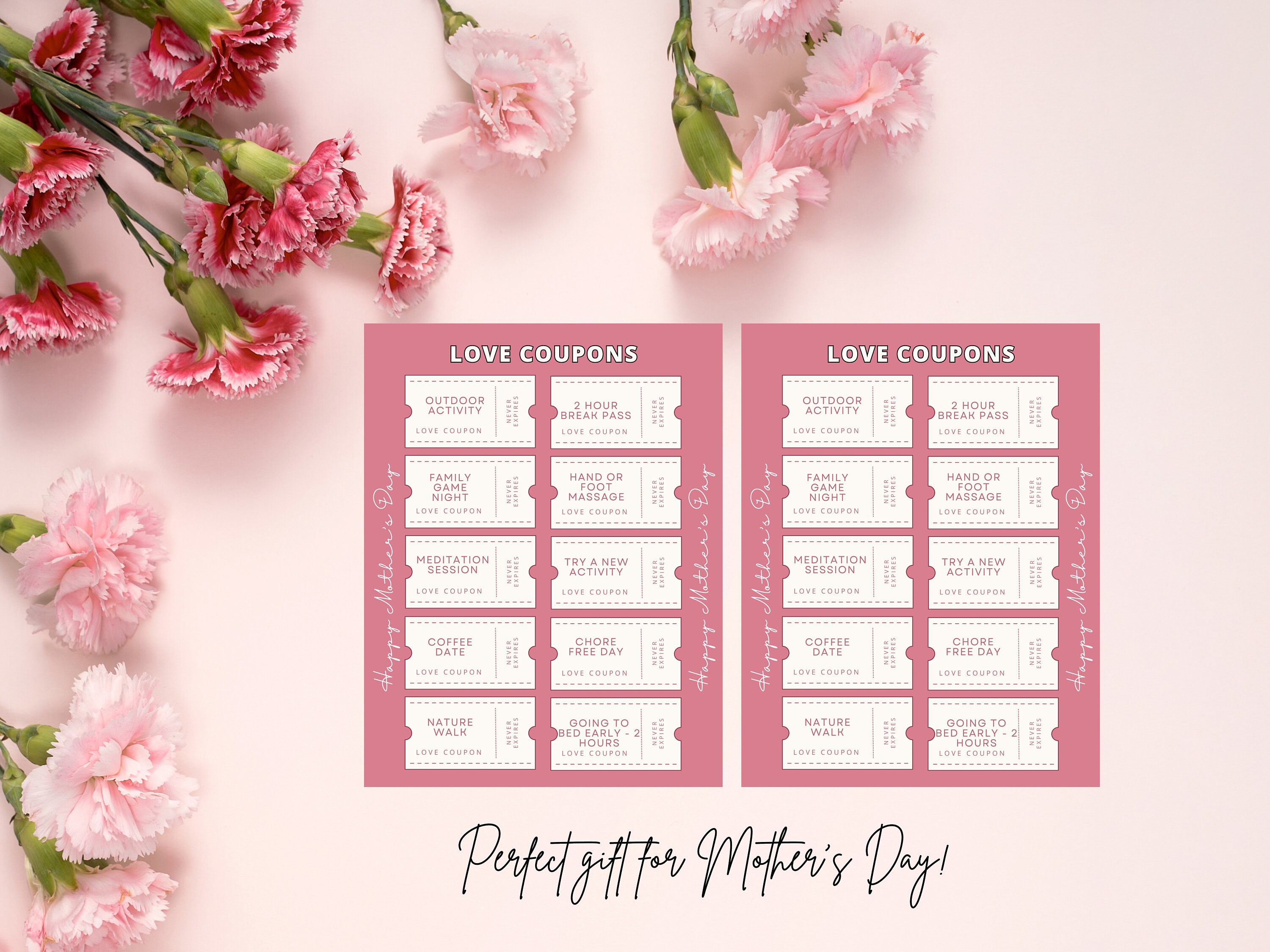 Printable Love Coupons Bundle Pink 20 Coupons Mother's Day Gift for Mom ...