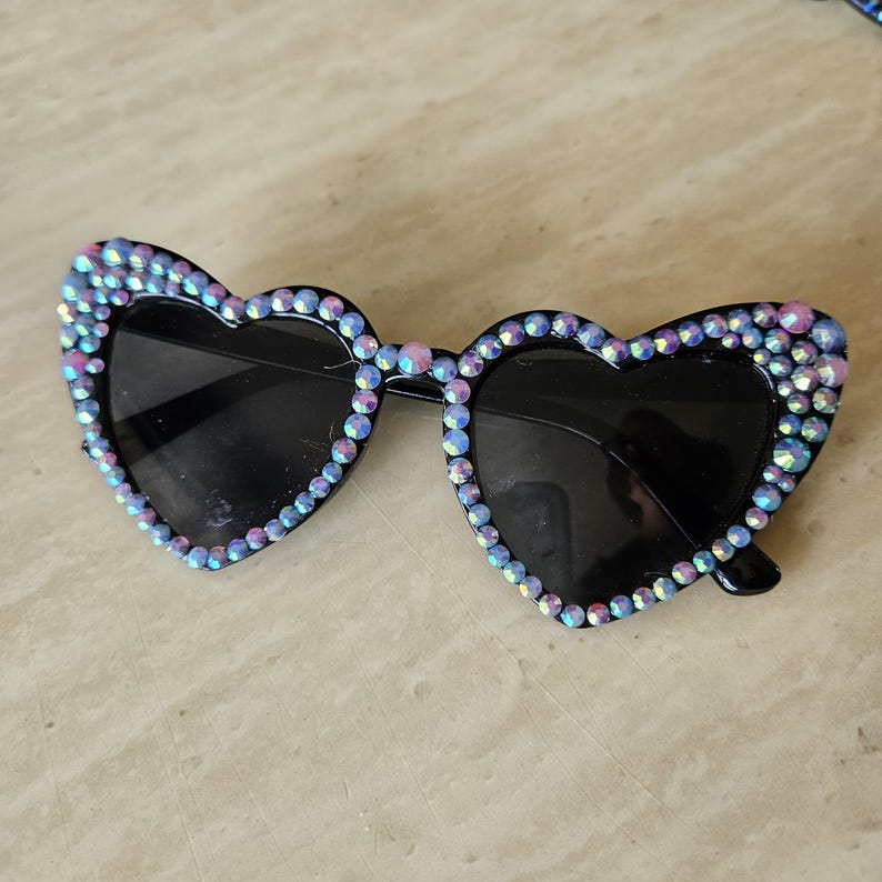 Rhinestone Bedazzled Heart Sunglasses for Party Favors, Bachelorette ...