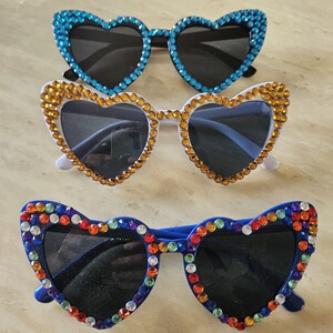 Rhinestone Bedazzled Heart Sunglasses for Party Favors, Bachelorette ...