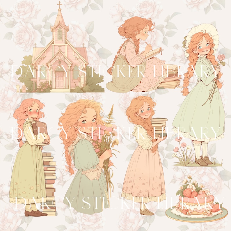 Anne of Green Gables Clip Art Set: PNG Collection of 20 Transparent ...