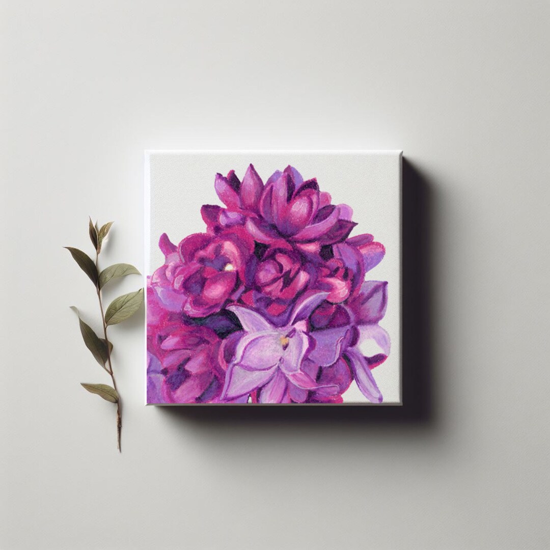 Lilac Matte Canvas, 6"x6"x1.25", Original Art and Design, Floral Art ...
