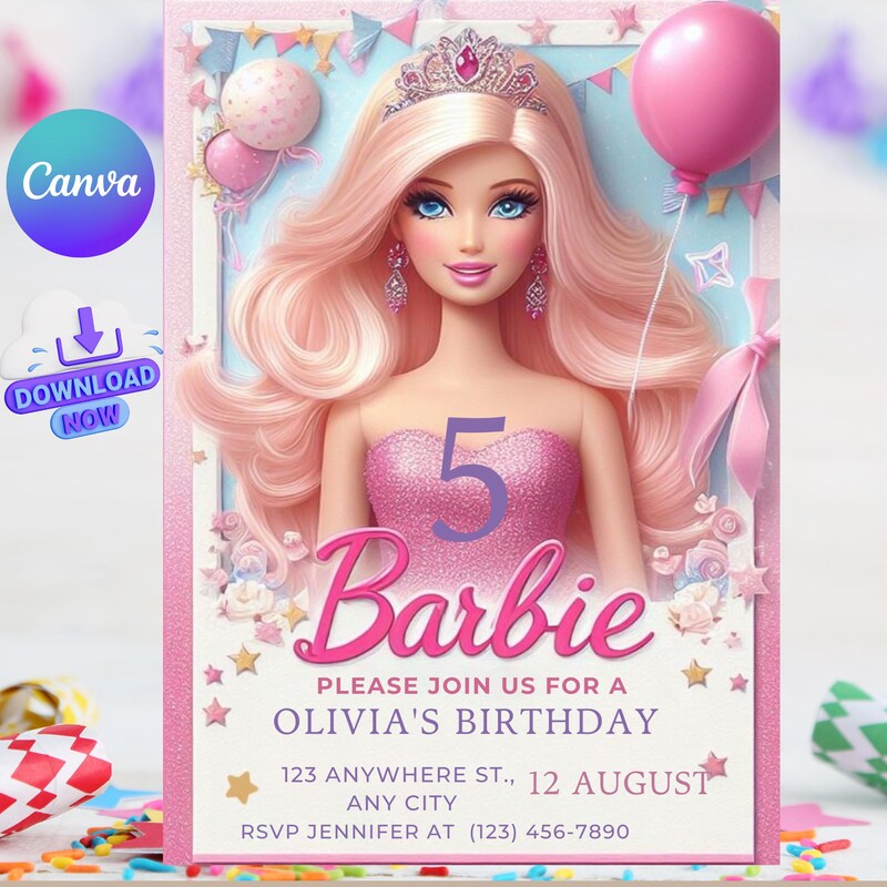 Barbie Invitation - Etsy