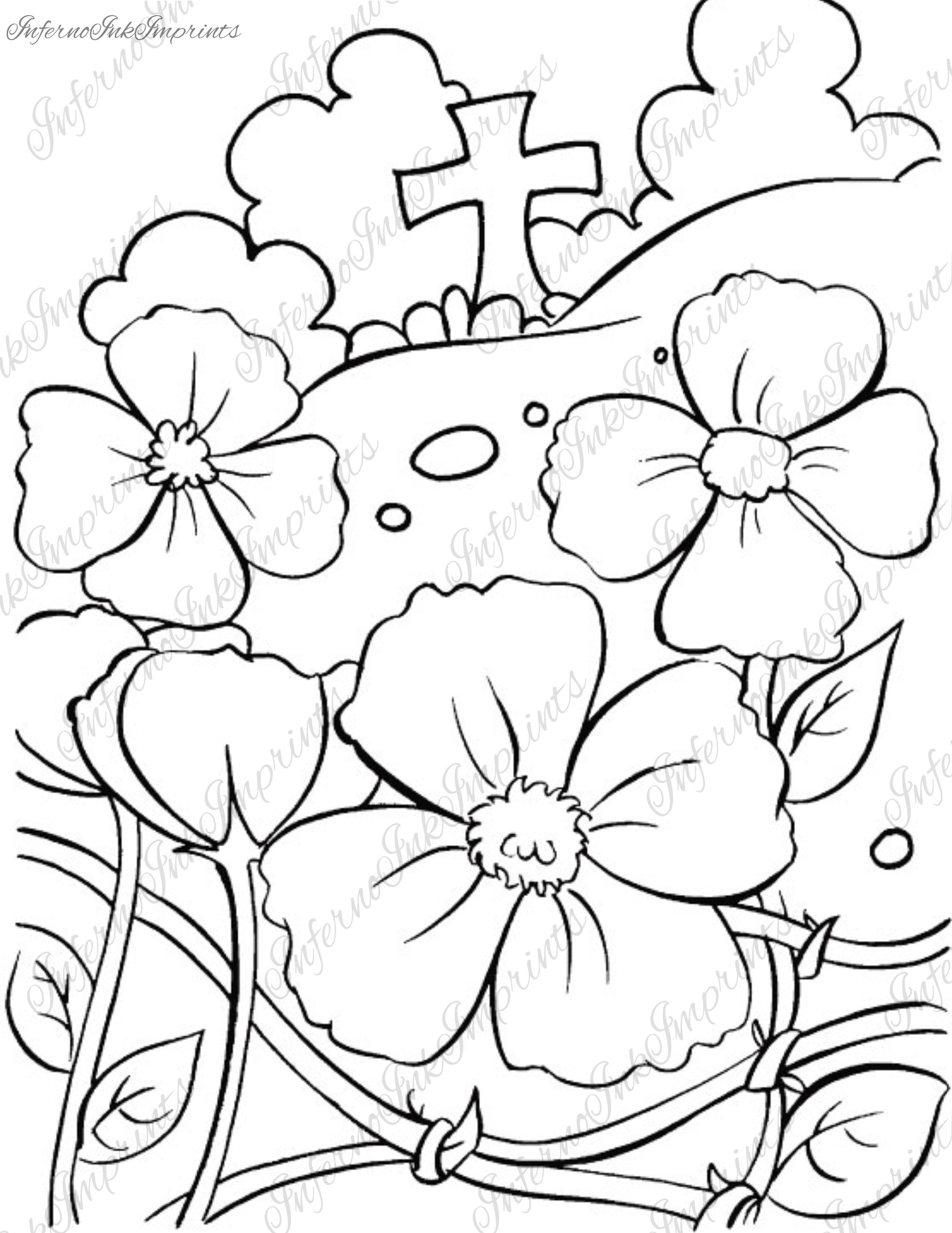Poppy Field Coloring Page ANZAC Day, Poppies, World War I, Soldiers ...
