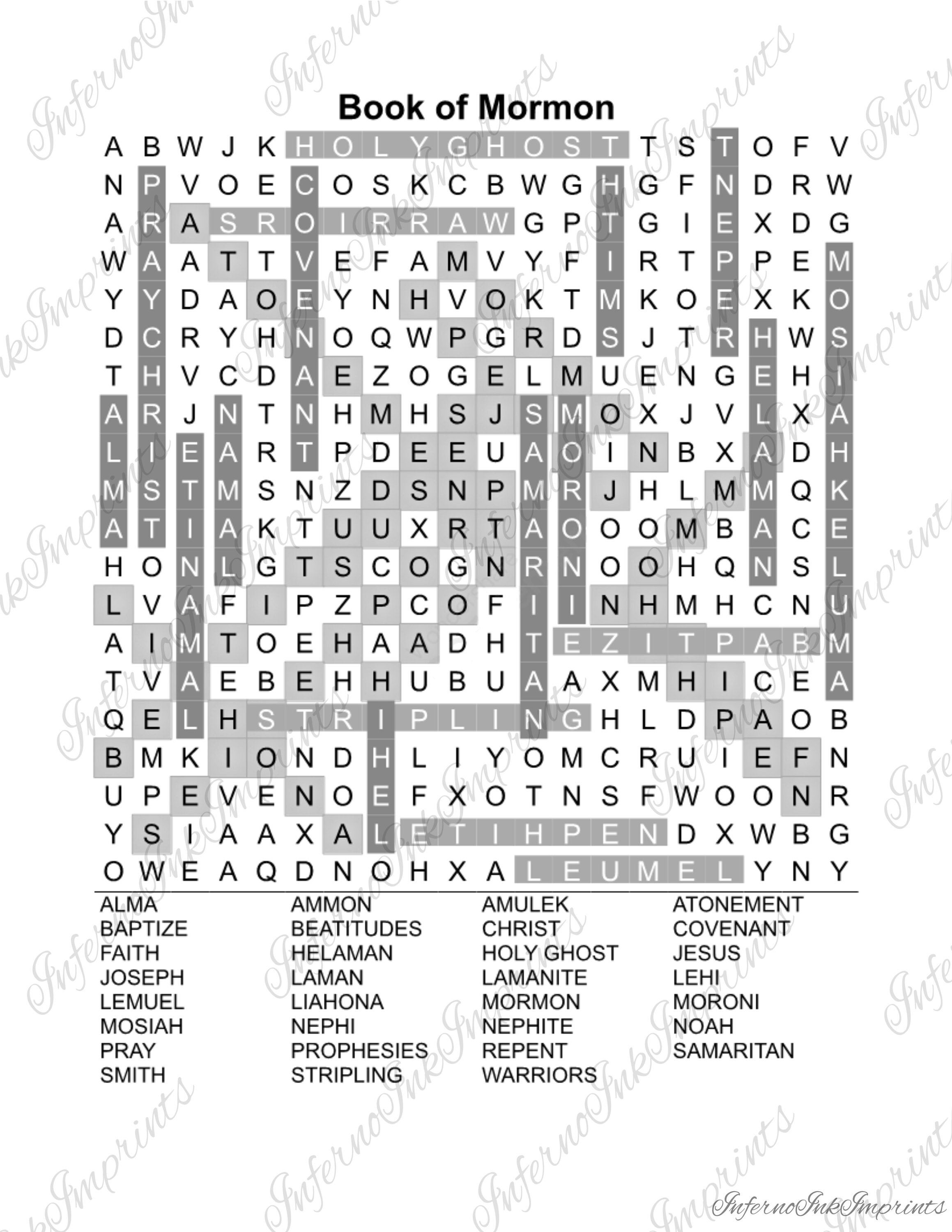 Conference Word Search Medium to Hard Book of Mormon, General ...