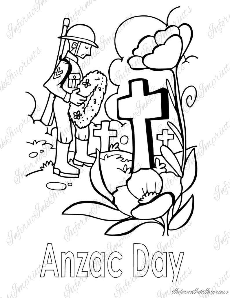 Soldier Memorial Coloring Page ANZAC Day, Poppies, World War I ...