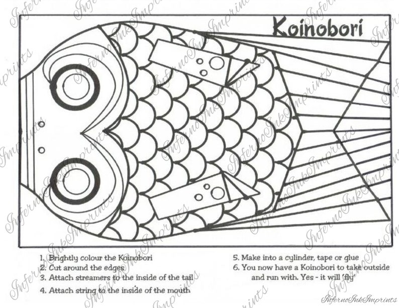 Kodomo-no-hi, Koinobori, Windsocks, Children’s Day, Boy’s Day, Coloring ...