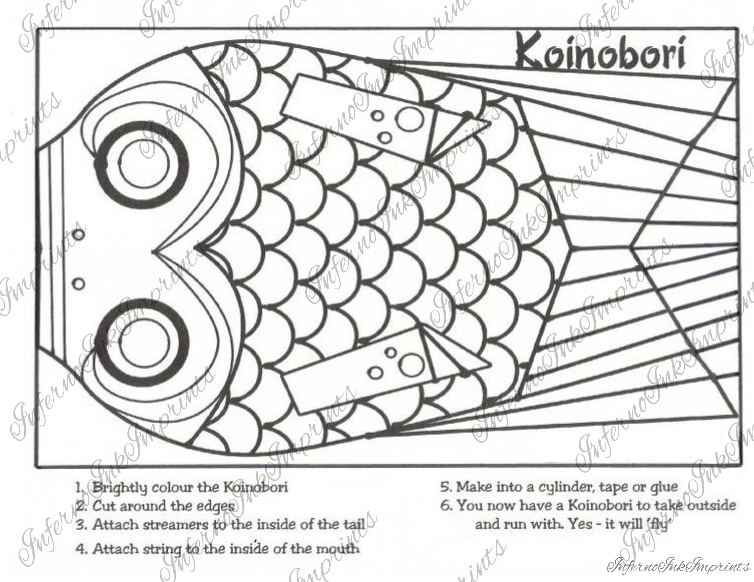 Kodomo-no-hi, Koinobori, Windsocks, Children’s Day, Boy’s Day, Coloring ...