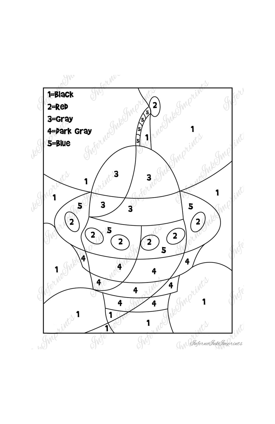 UFO Day, Color by Number, Flying Object, Roswell, Area 51, Easy Crafts ...