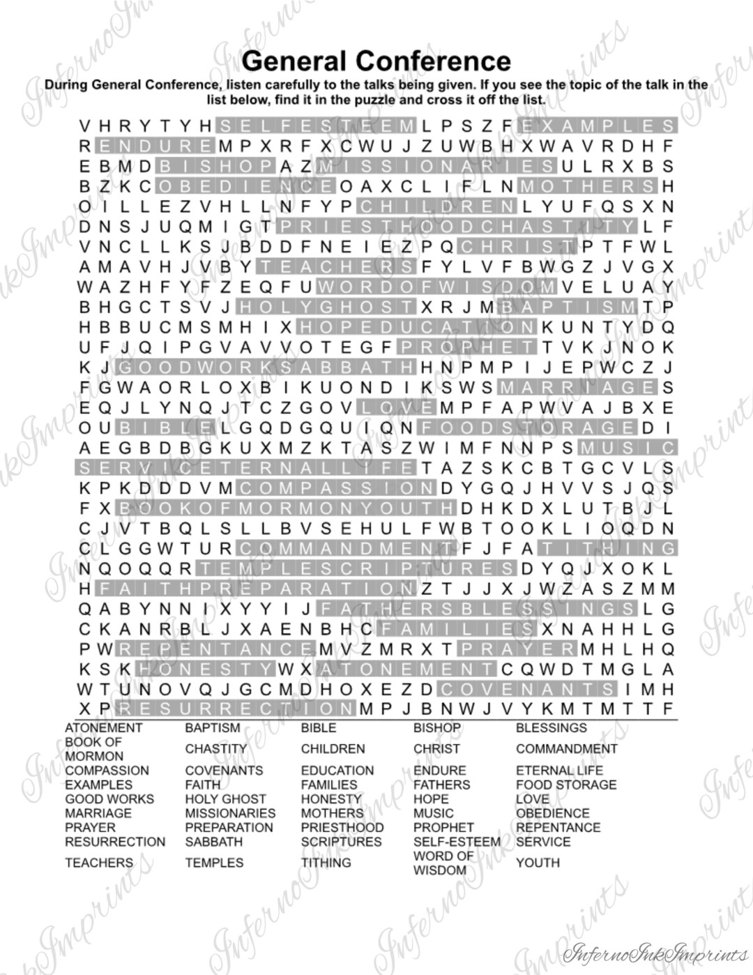 Conference Word Search Medium General Conference, Church of Jesus ...