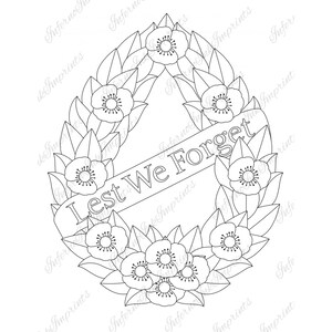 ANZAC Oval Coloring Page ANZAC Day, Poppies, World War I, Soldiers ...