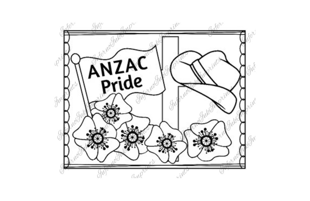 Poppy Flag Coloring Page ANZAC Day, Poppies, World War I, Soldiers ...