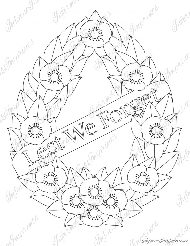 ANZAC Oval Coloring Page ANZAC Day, Poppies, World War I, Soldiers ...