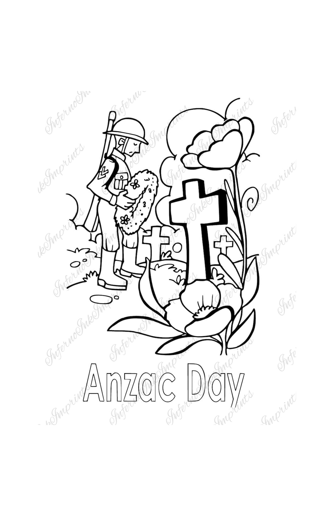 Soldier Memorial Coloring Page ANZAC Day, Poppies, World War I ...