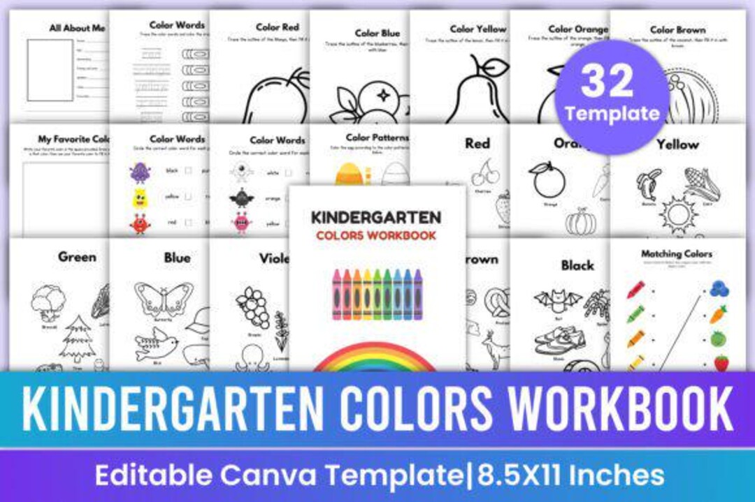 Printable Planner: Kindergarten Colors Workbook With Exciting ...