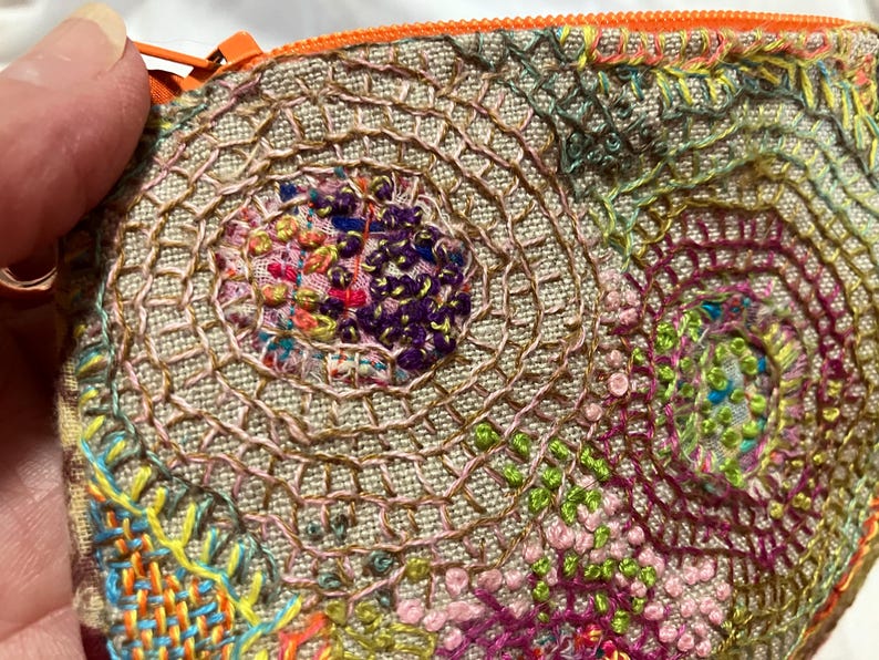 Hand Stitched Embroidered Small Fabric Zipper Clutch Purse Bag - Etsy