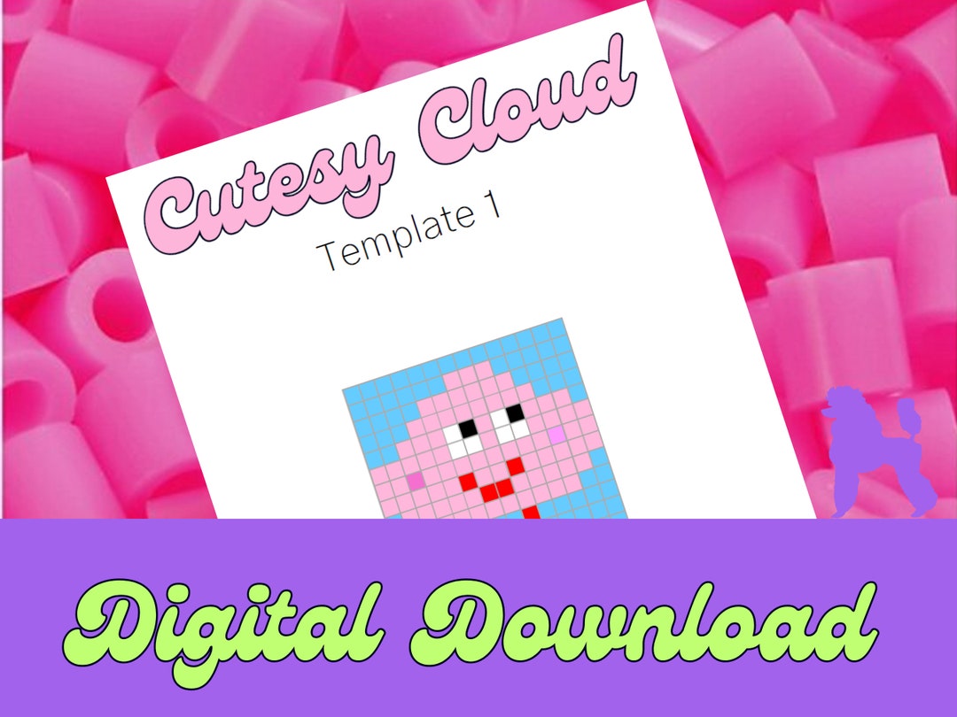 Hama Bead Cutesy Cloud Template Perler Beads Fuse Beads Pyssla Beads ...