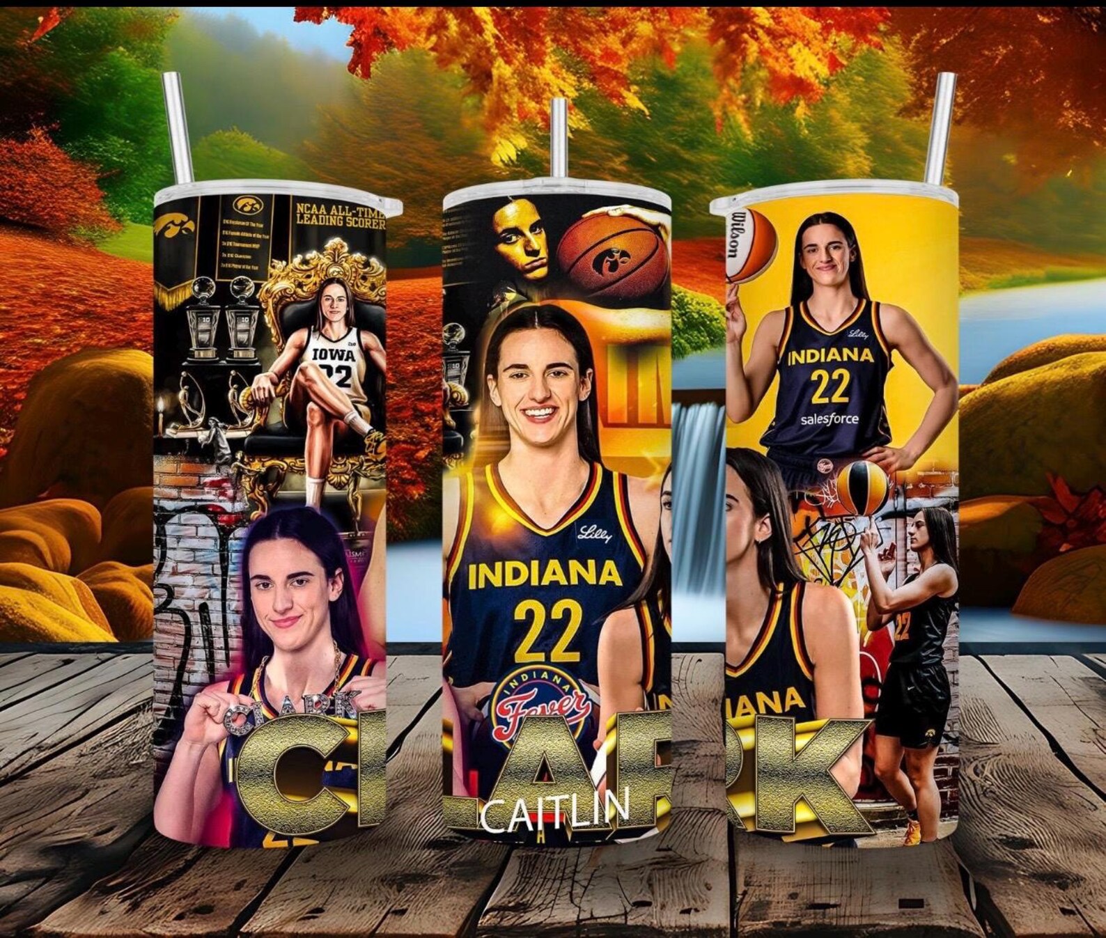 20oz Caitlin Clark Skinny Tumbler W/ Straw - Etsy