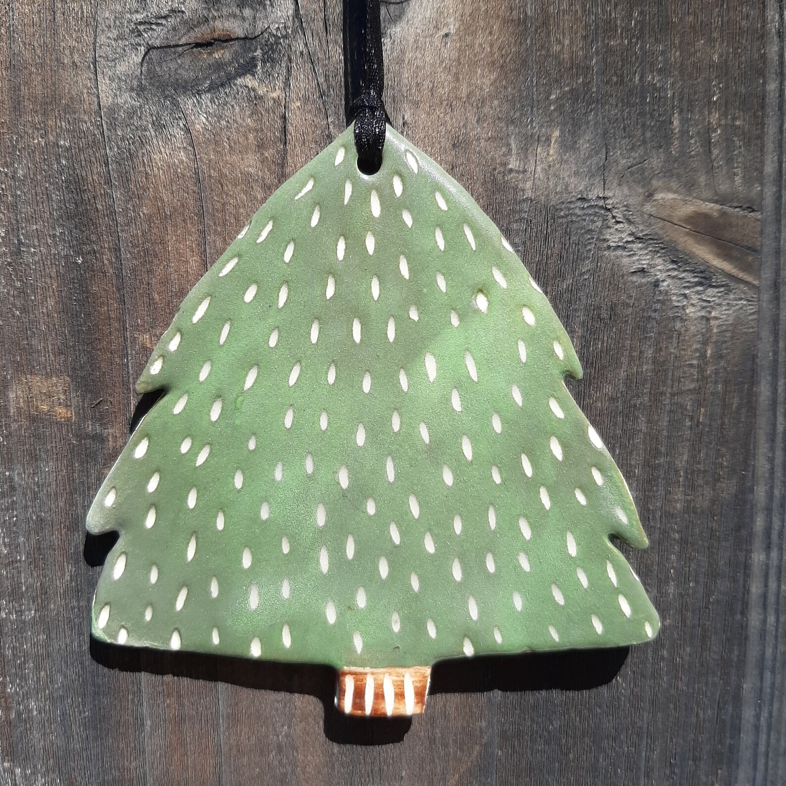 Handmade Ceramic Sgraffito Tree Ornament - Etsy