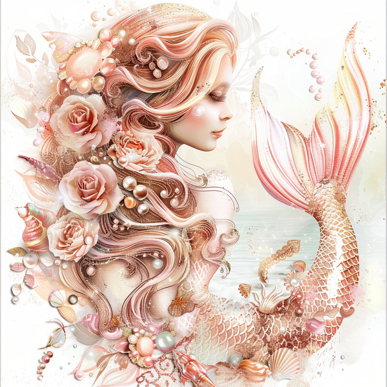 Mermaids Clipart Png, Watercolor, Pink Mermaids, Under the Sea Clipart ...
