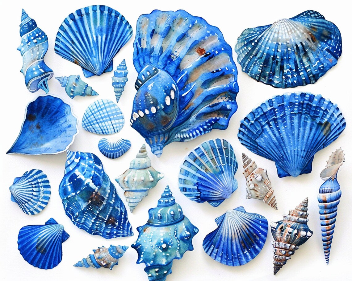 Nautical Watercolor Shell Clipart- 20 Transparent Background PNG ...