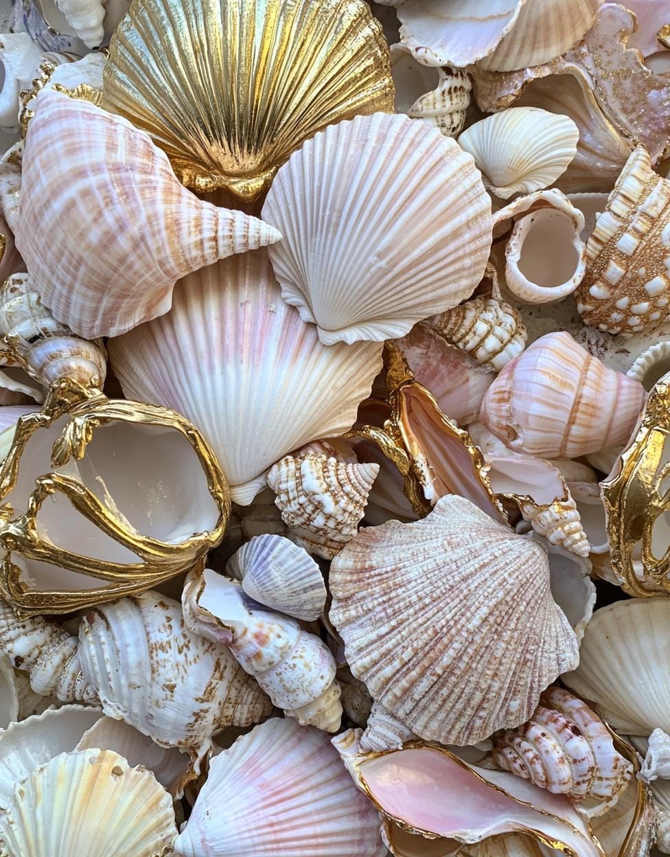 Realistic 600 DPI Gold Gilded Seashell Collection - Luxurious Seashells ...