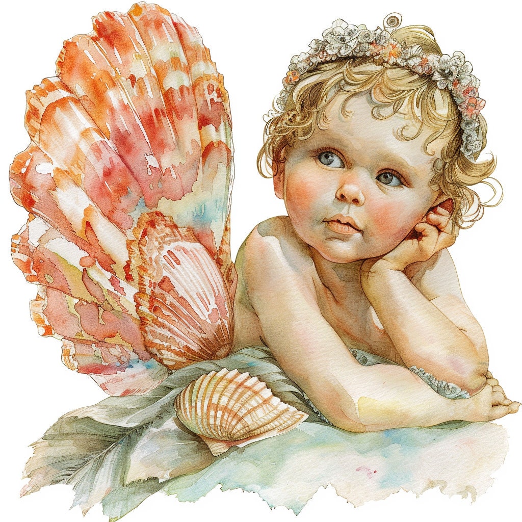 24 Beautiful Little Oceanic Angels and Seashell Babies Esoteric Designs ...