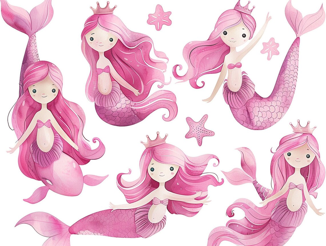 Little Mermaid Png, Sea Animals Clipart, Mermaid Castle, Watercolor ...