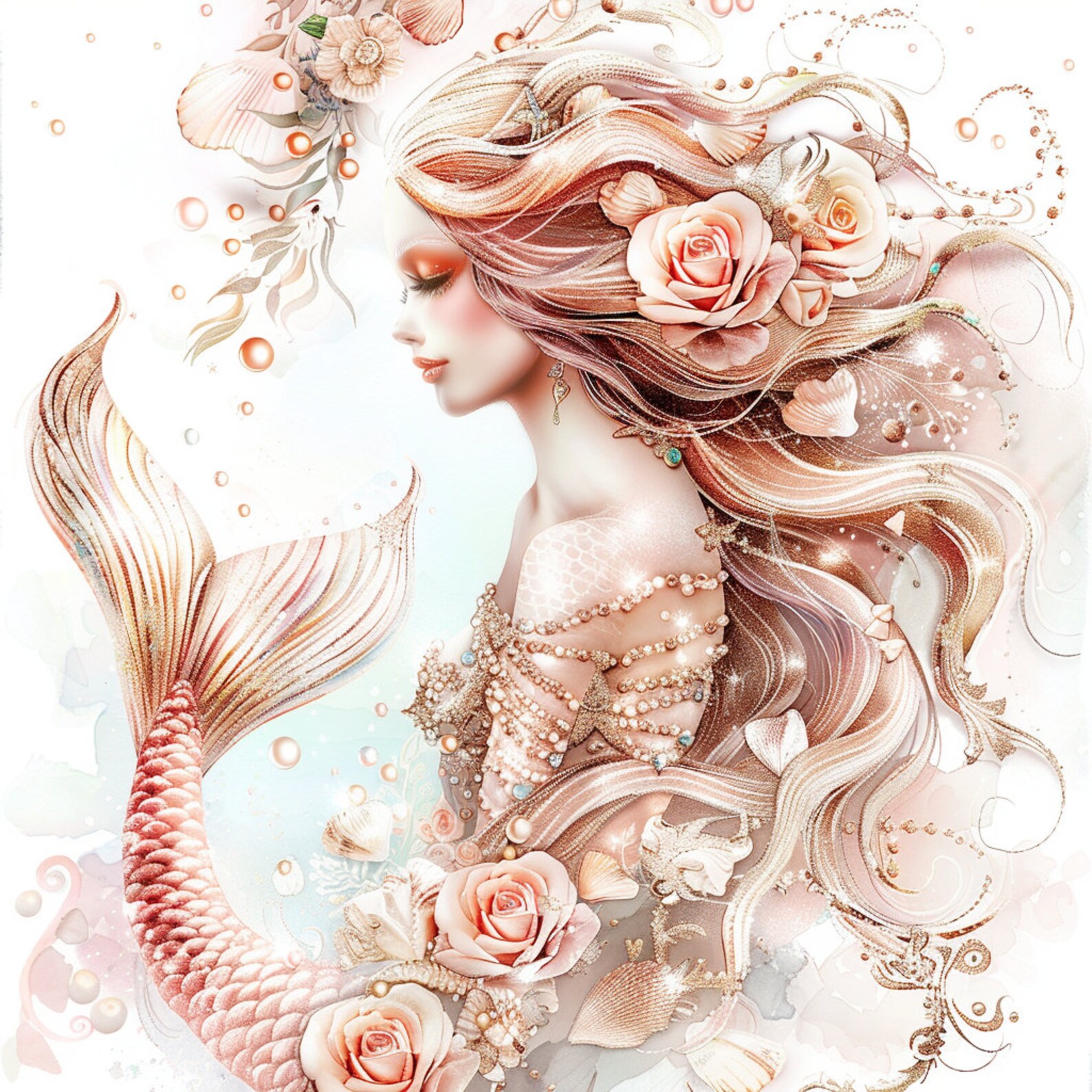 Mermaids Clipart Png, Watercolor, Pink Mermaids, Under the Sea Clipart ...