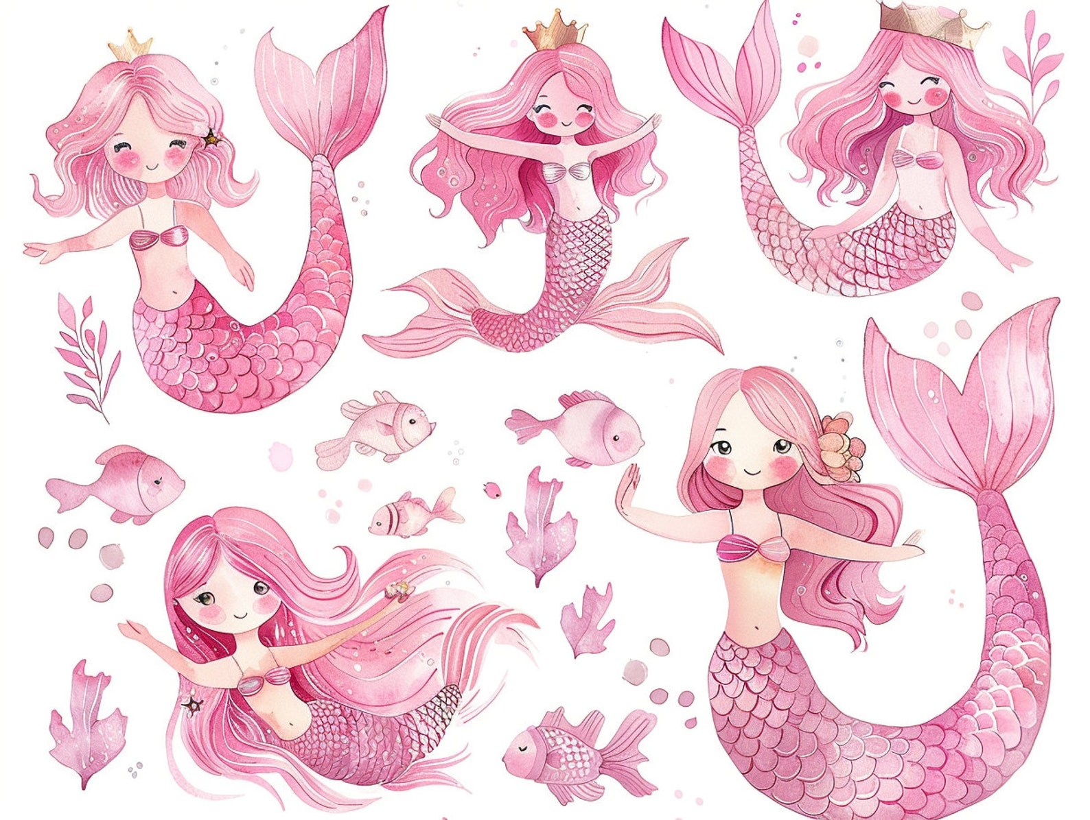 Little Mermaid Png, Sea Animals Clipart, Mermaid Castle, Watercolor ...