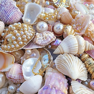 Realistic 600 DPI Gold Gilded Seashell Collection - Luxurious Seashells ...