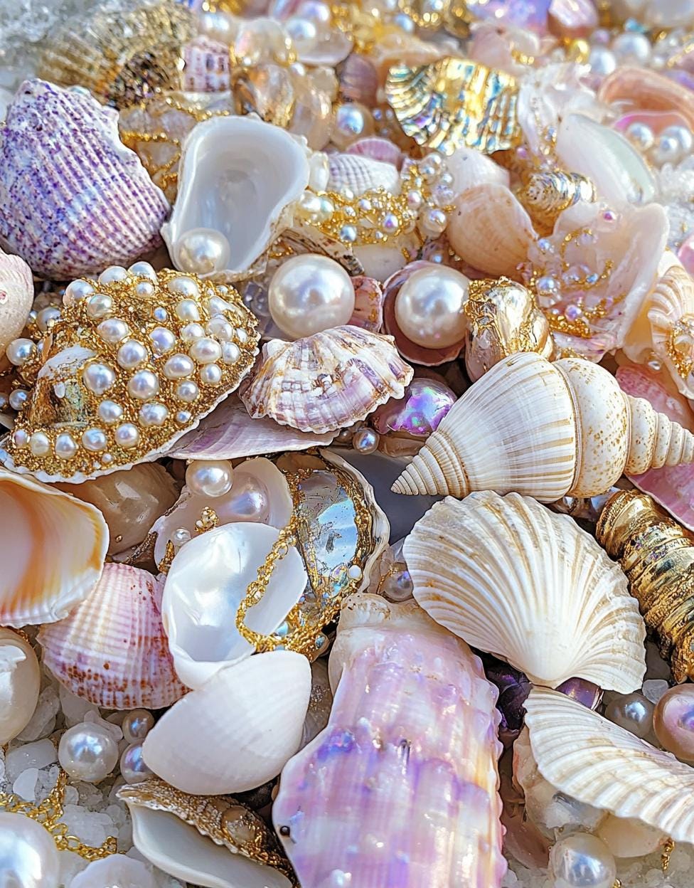 Realistic 600 DPI Gold Gilded Seashell Collection - Luxurious Seashells ...