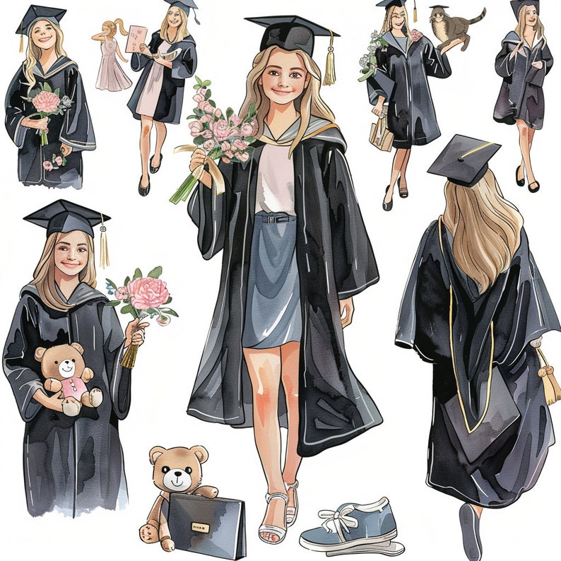 Watercolor Graduation PNG Doctor Graduation Clipart Graduation Girl PNG ...