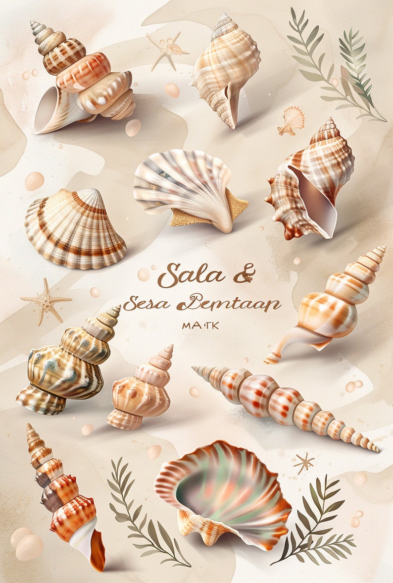 Watercolor Seashell Clipart Bundle - 100 High-quality Vintage Designs ...