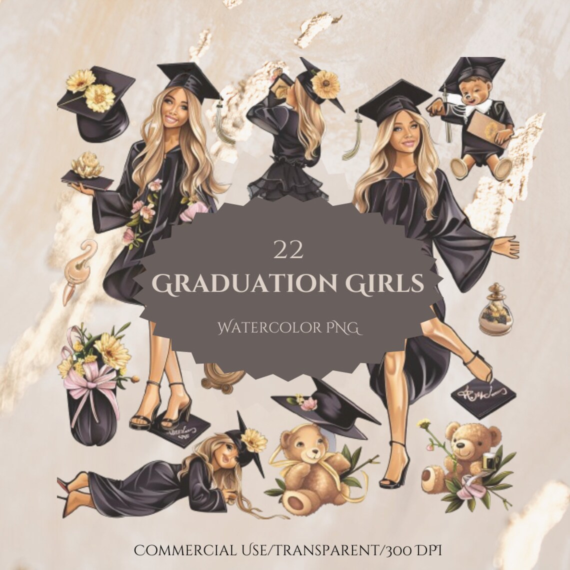 Watercolor Graduation Png/ Graduation Cap/ Graduation Clipart ...