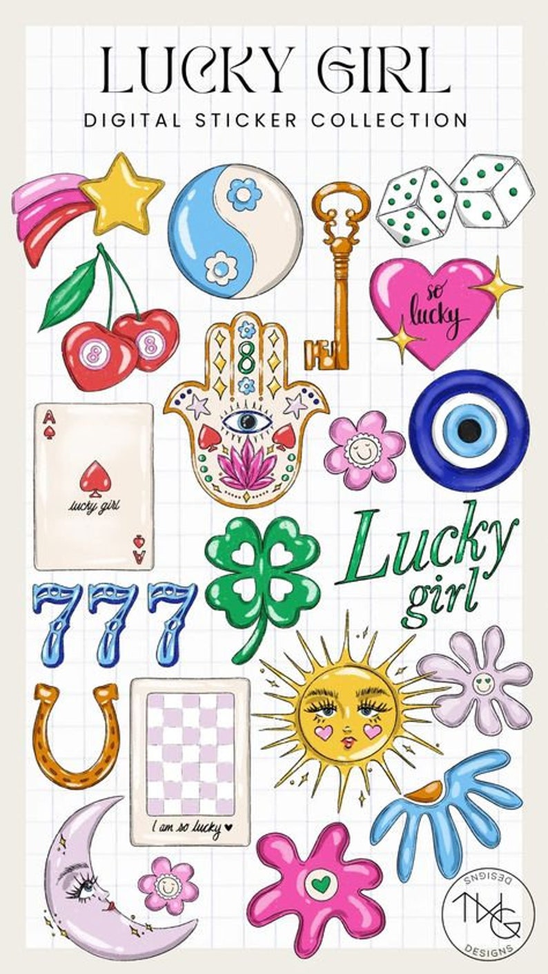 777 Lucky Girl Clipart Bundle - 77 Clipart Designs You Manifested ...